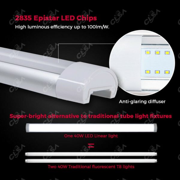 40W Slim Ceiling LED Batten Tube Linear Fixture Light - Surface ...